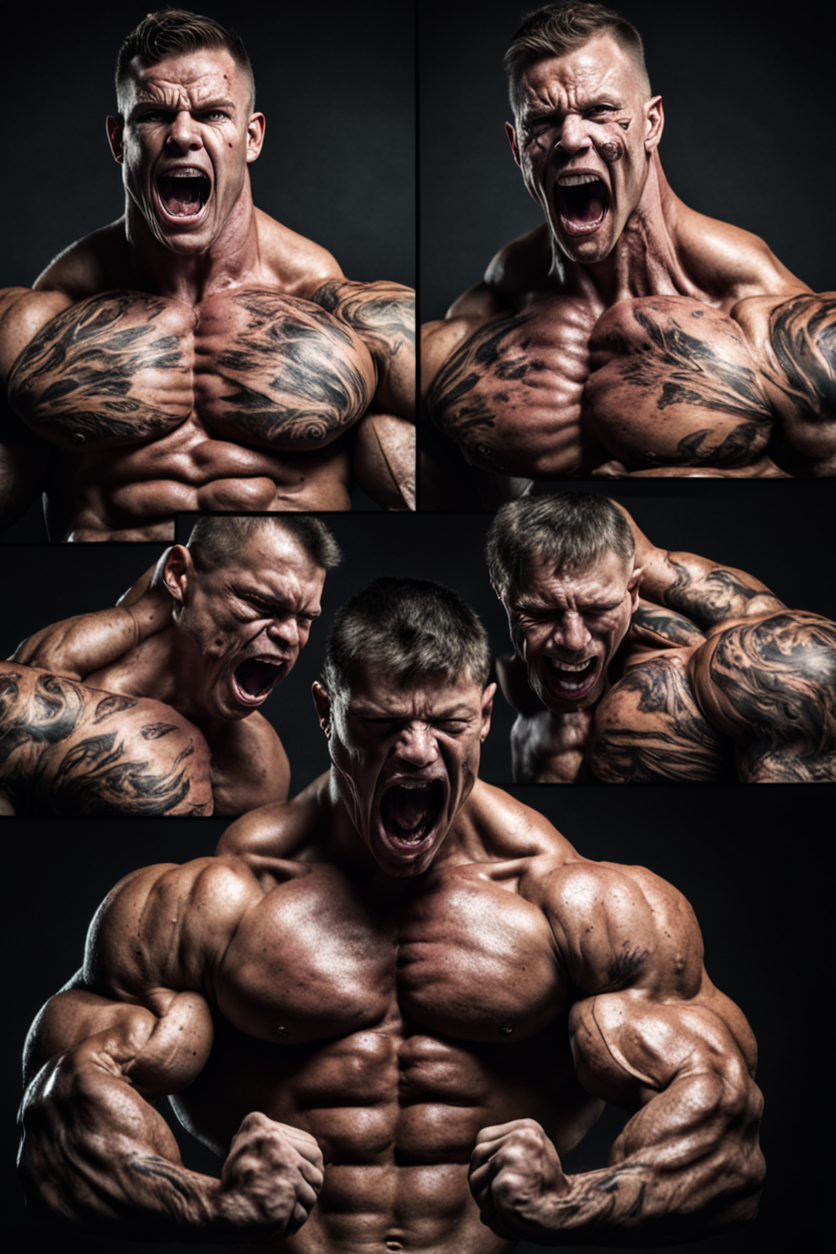 Realistic sequence of a volent and intense muscle growth evo... by ...