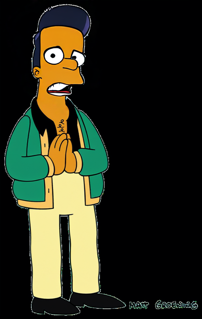 Apu from the simpson gangster with a thompson machine gun an... by ...