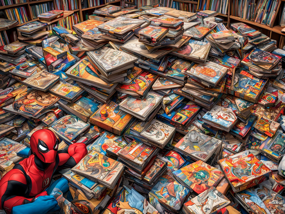 A giant pile of comic books by Ste Knight - Playground