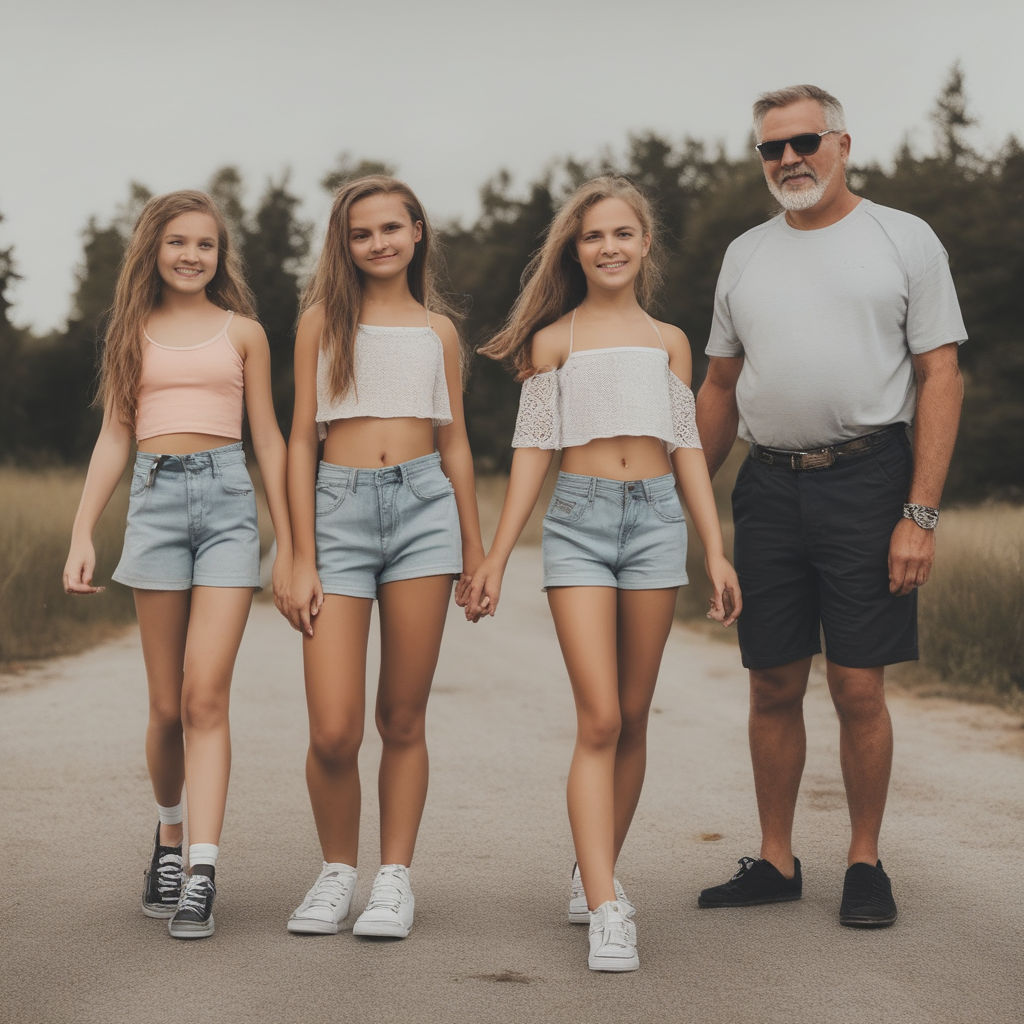 Beautiful 13 year old daughters in croptop and shorts with d... by ...