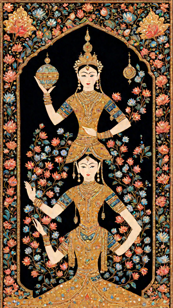 A work of burma art inlaid with highly detailed micro-sparkl... by Soe ...