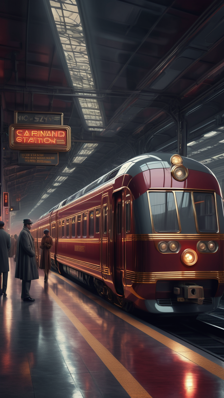 Futuristic iconic dark red train in the station by Jeffrey Blunt ...