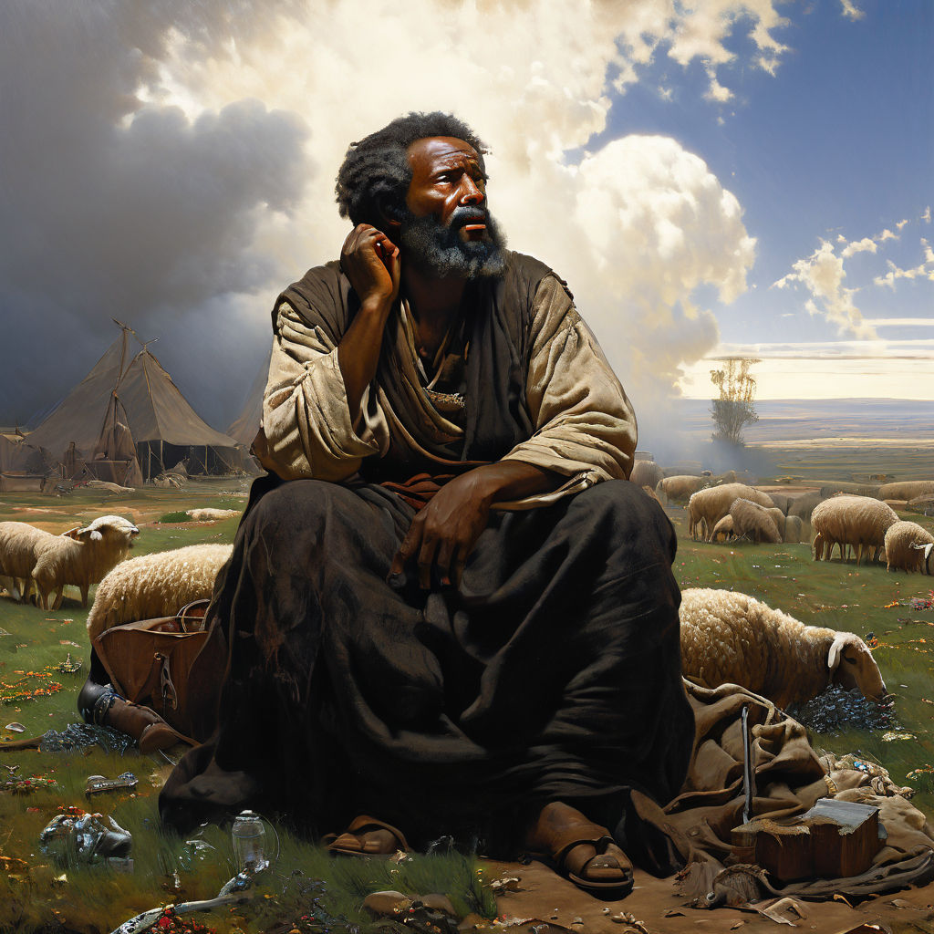 Old dark skinned hebrew man by Emily Chik - Playground