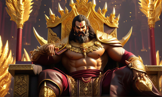 Create a realistic image of ravana sitting in throne by Luiya Grow ...