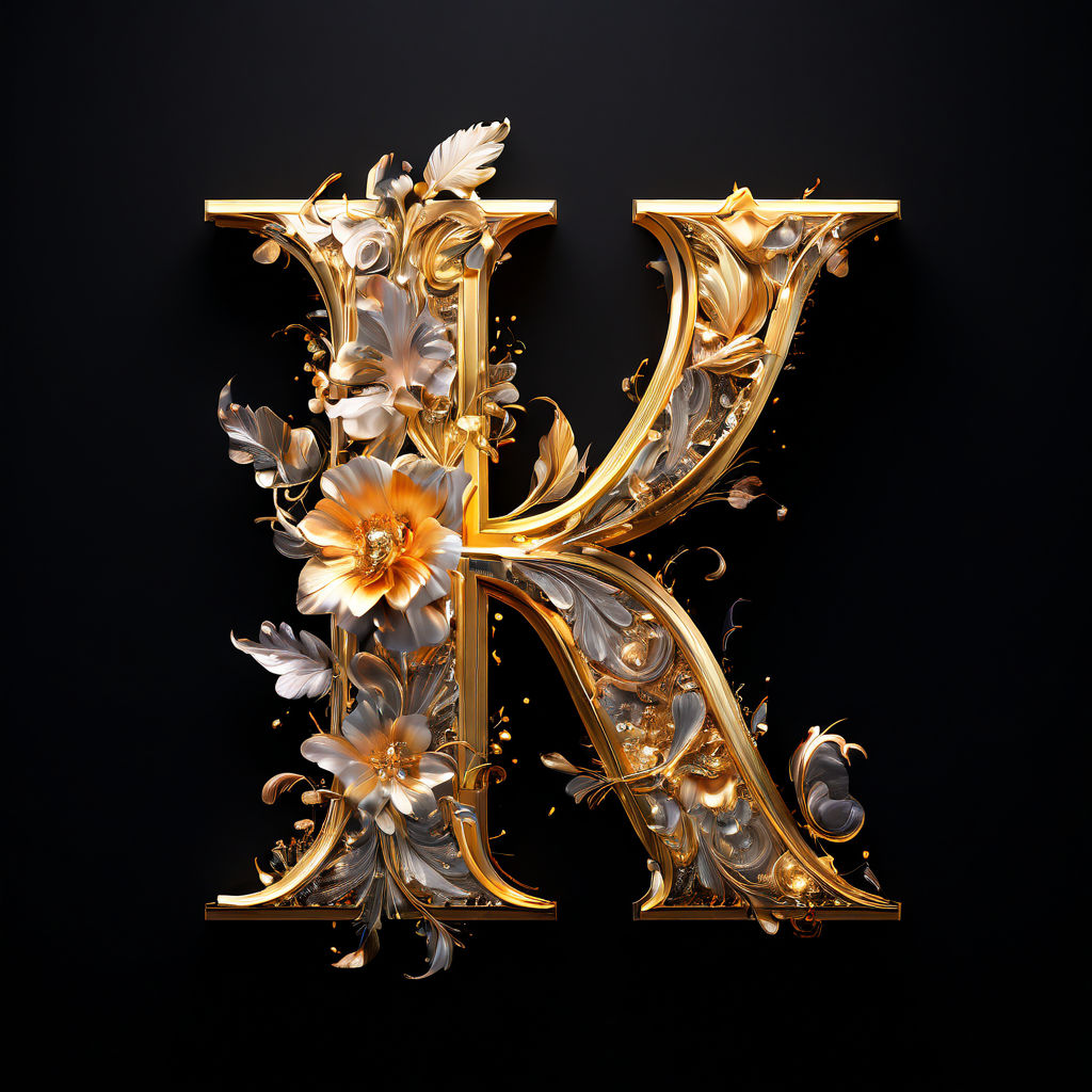 Letter I in beautiful luxury floral golden lightening design... by Nobita Anjo - Playground