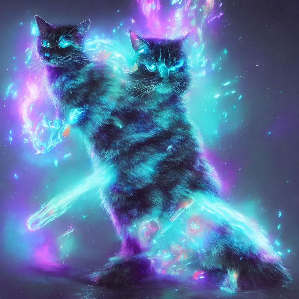 Cosmic cyan cat by Azkalimas - Playground