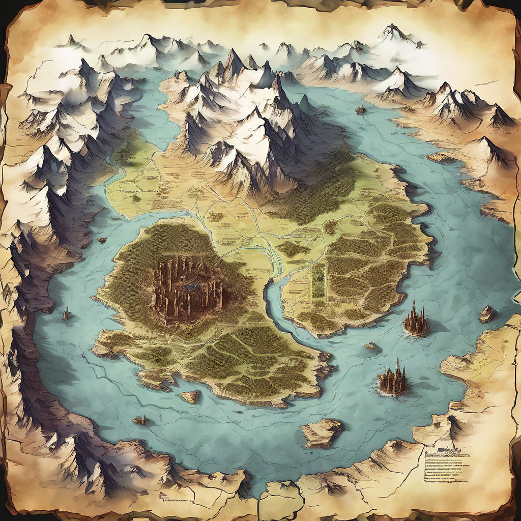 Create a detailed fantasy map of a post-apocalyptic world na... by Dewa ...