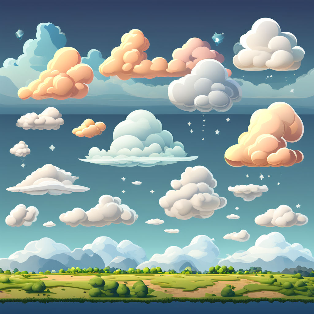 2d clouds in 2D XY Plane for 2D Game Assets. by Сергій UA - Playground
