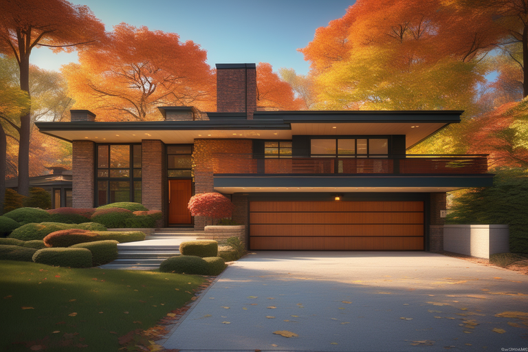 Mid-century modern suburban ranch house with garage by ...