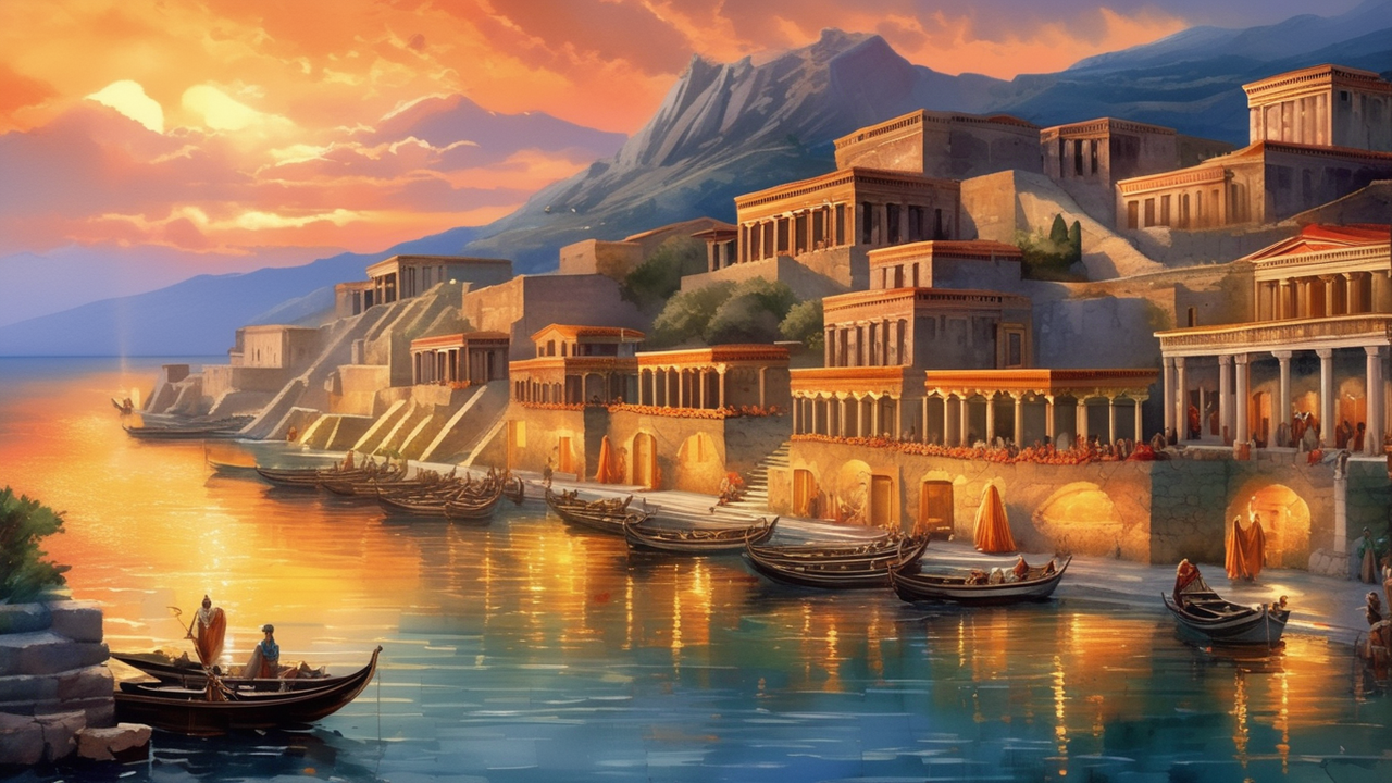 An ancient Greek village with structures that resemble the a... by ...