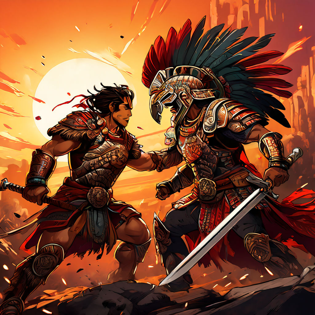 Aztec warrior fighting an spanish conquistador with full arm... by ...