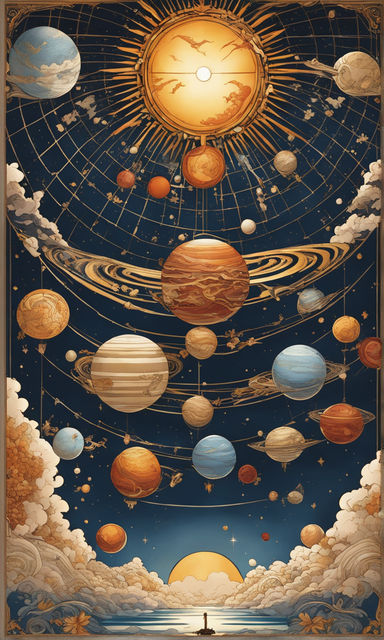 Japanese style anime solar system in the sky with clear clou... by ...