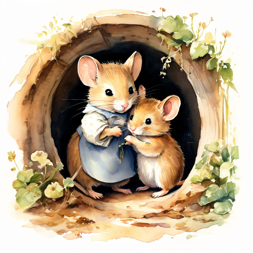 A standing mouse hugging your mouse child in her hole by Leandro Paiva ...