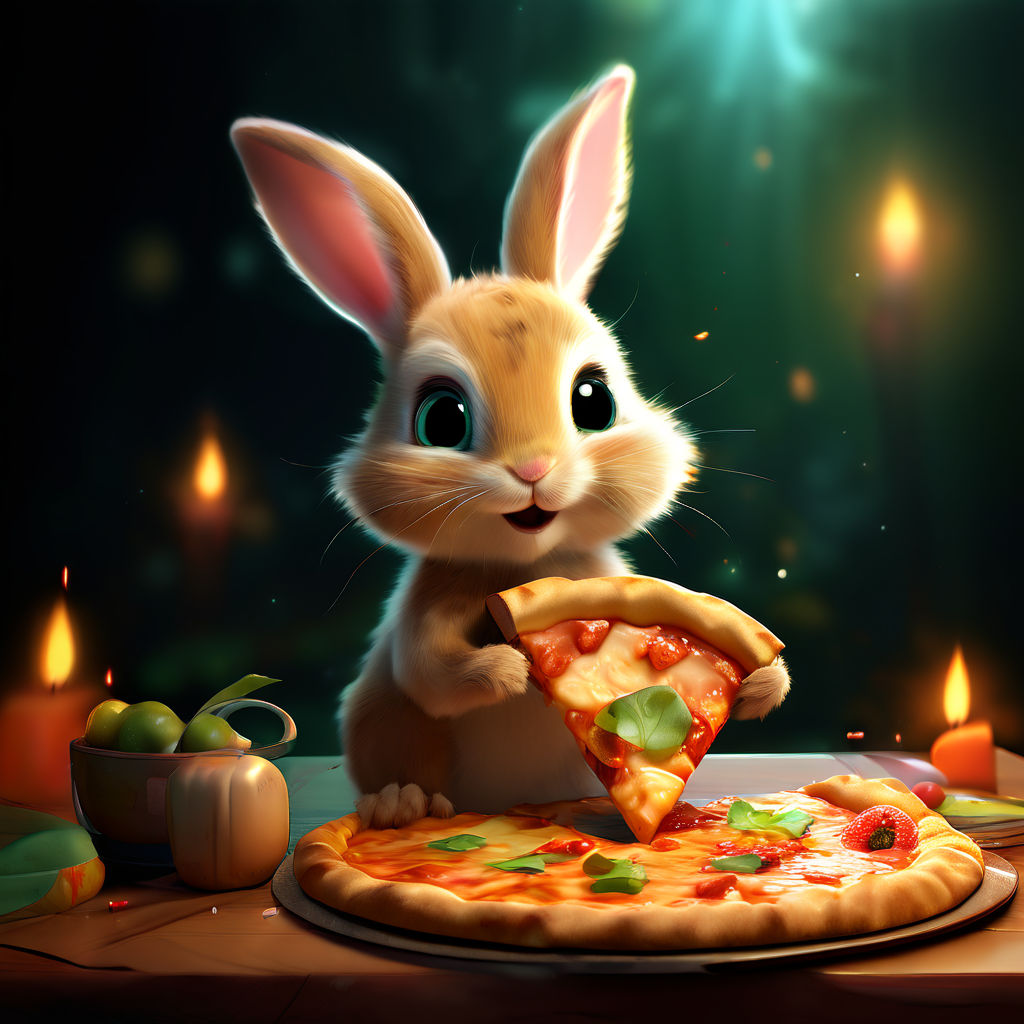Pixar-style digital painting of an adorable baby rabbit with... by ...