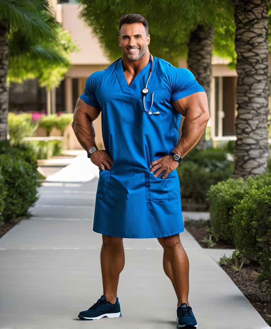 Super giant bodybuilder doctor wearing scrubs real life ful... by tony ...