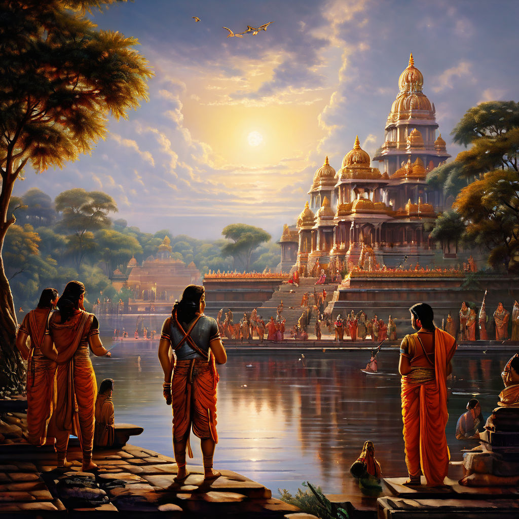 The image portrays a serene scene within the kingdom of Ayod... by ...