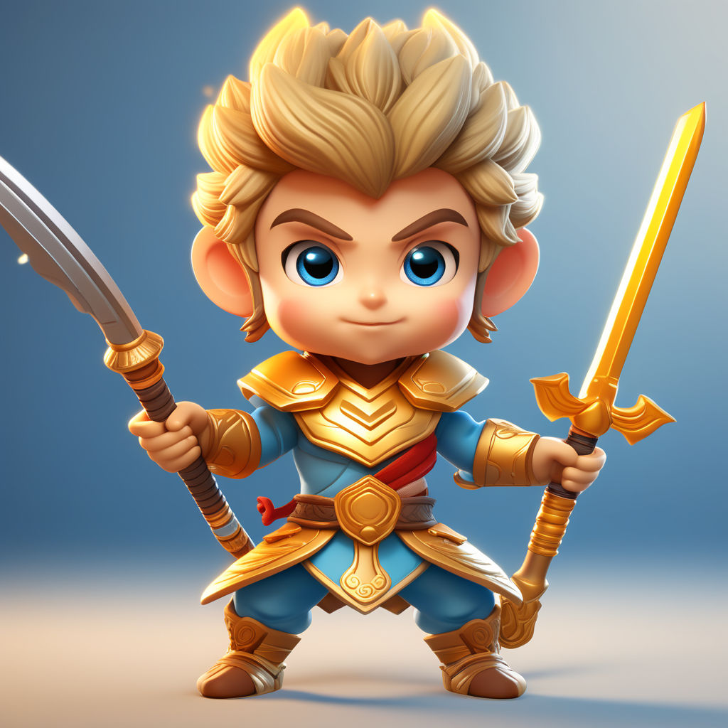 Full body portrait of short chibi sun wukong by KIAMBA MPS, SPPO ...