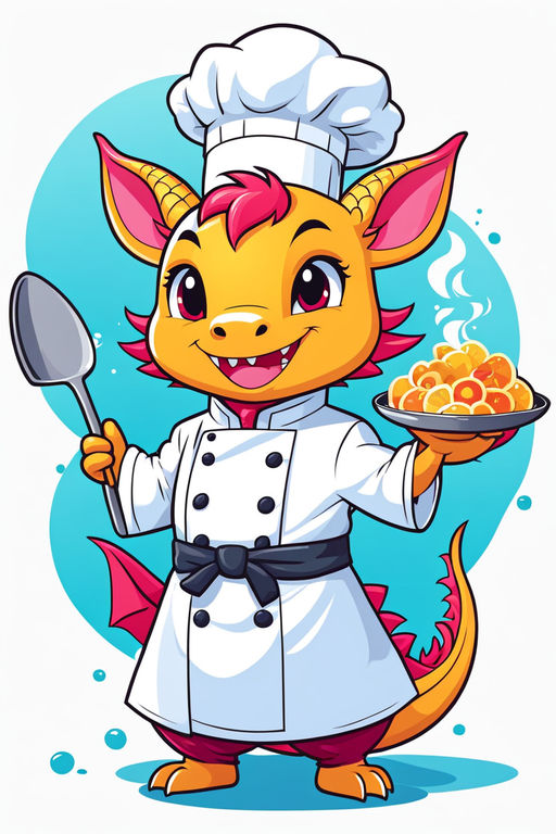 Cute kawaii dragon chef by mukati mukati - Playground