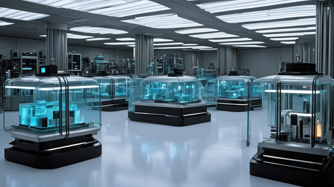 1980's futuristic 1990's sci fi glas device clean laboratory by Will ...