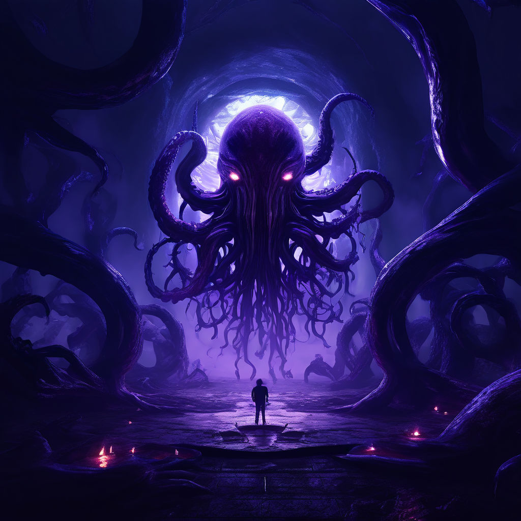 A 4k wallpaper of a dark purple void with tentacles in it an... by ...