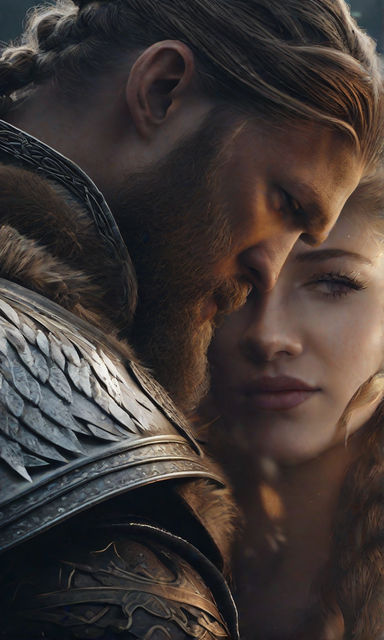 Create an image capturing the moment Ragnar meets the fierce... by ...