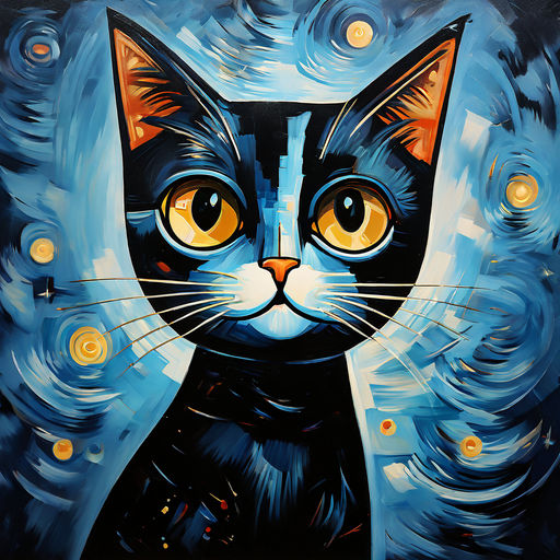 The universal cat with big eyes emits waves of kindness and ... by ...