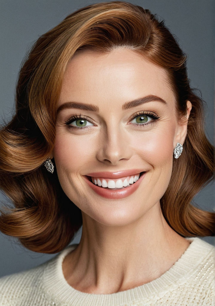 Portrait of a pretty 40-year-old woman with facial features ... by ...