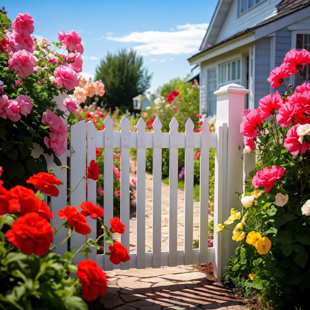White wooden picket fence gate situated at the rear of a cot... by ... White wooden picket fence gate situated at the rear of a cot... by ...