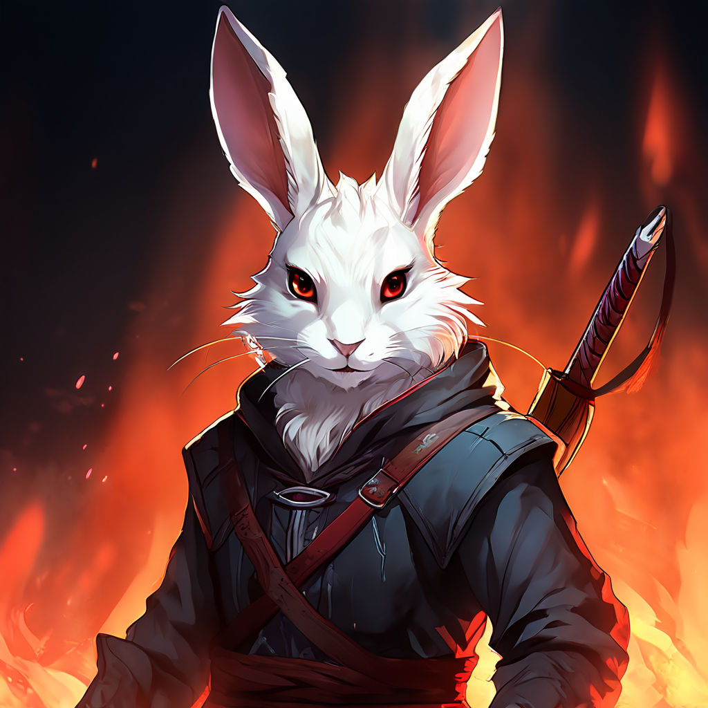 Anime-style illustration of a DND white hare rogue by Ра Джа - Playground