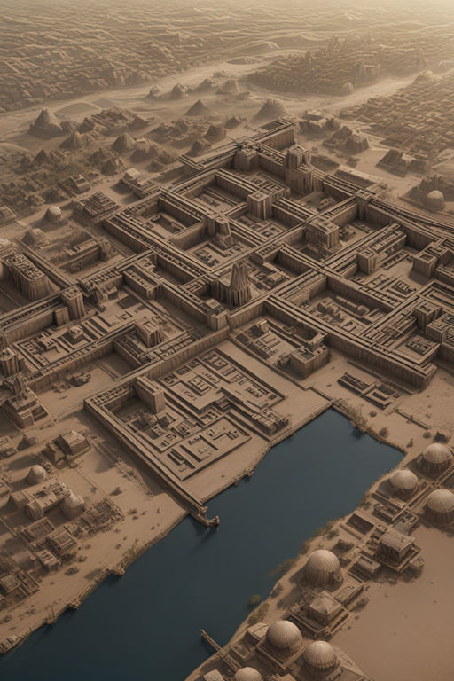 Aerial view of the ancient Sumerian cities like Uruk and Ur by rino ...