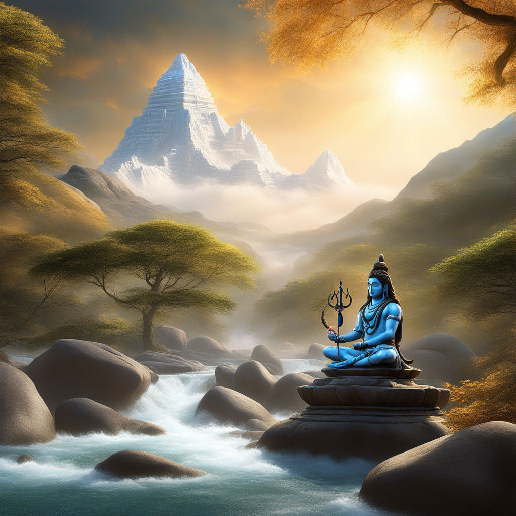 Lord Shiva in serene meditation on Kailash Parvat by yuvrajsatnam - Playground