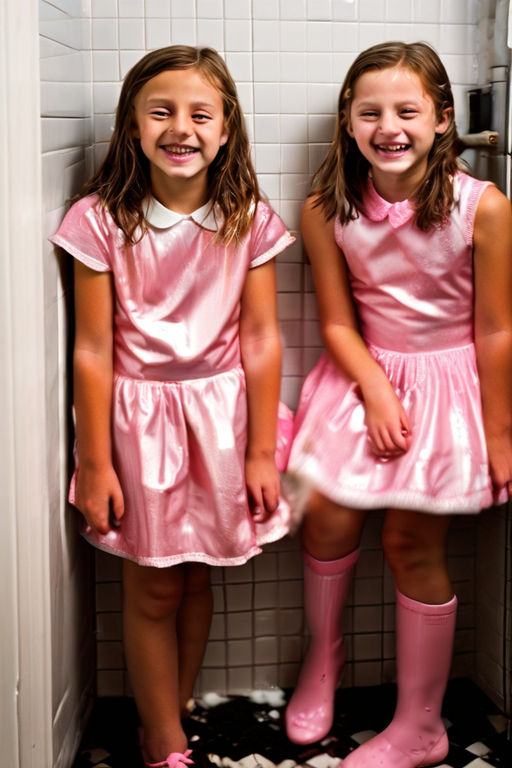 Two drenched smiling 12-year-old girls by Hannibal Barley - Playground