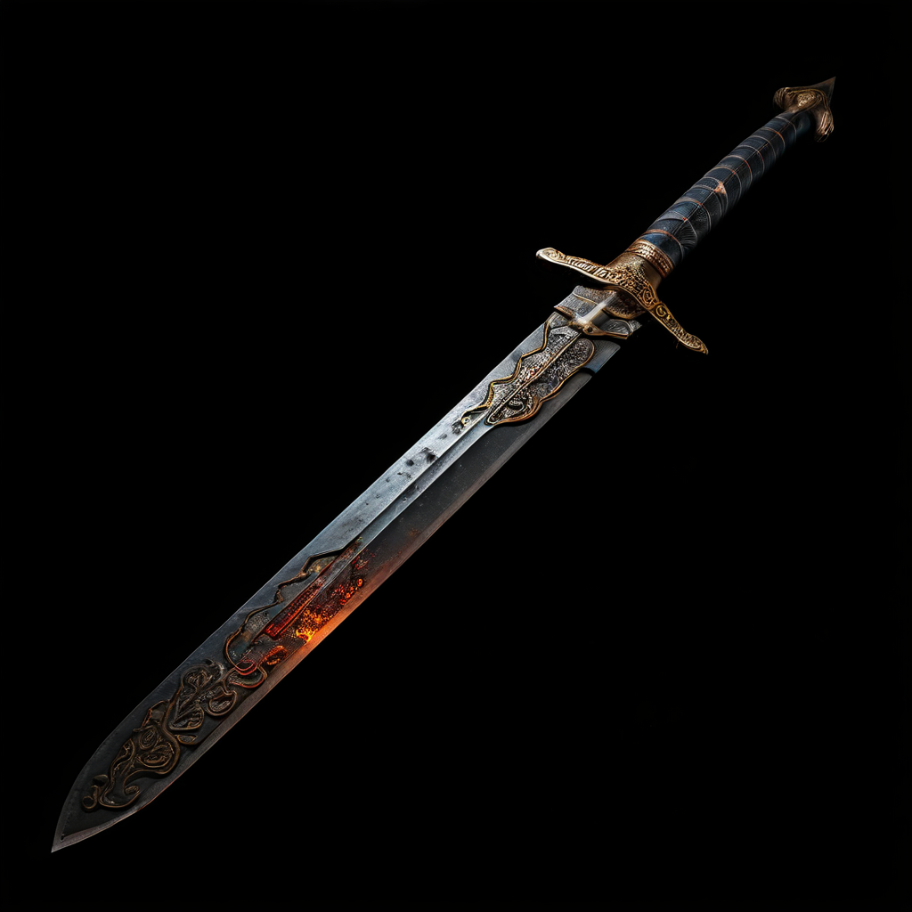 Realistic photography of a greek sword with a rusty bloody b... by ICE ...