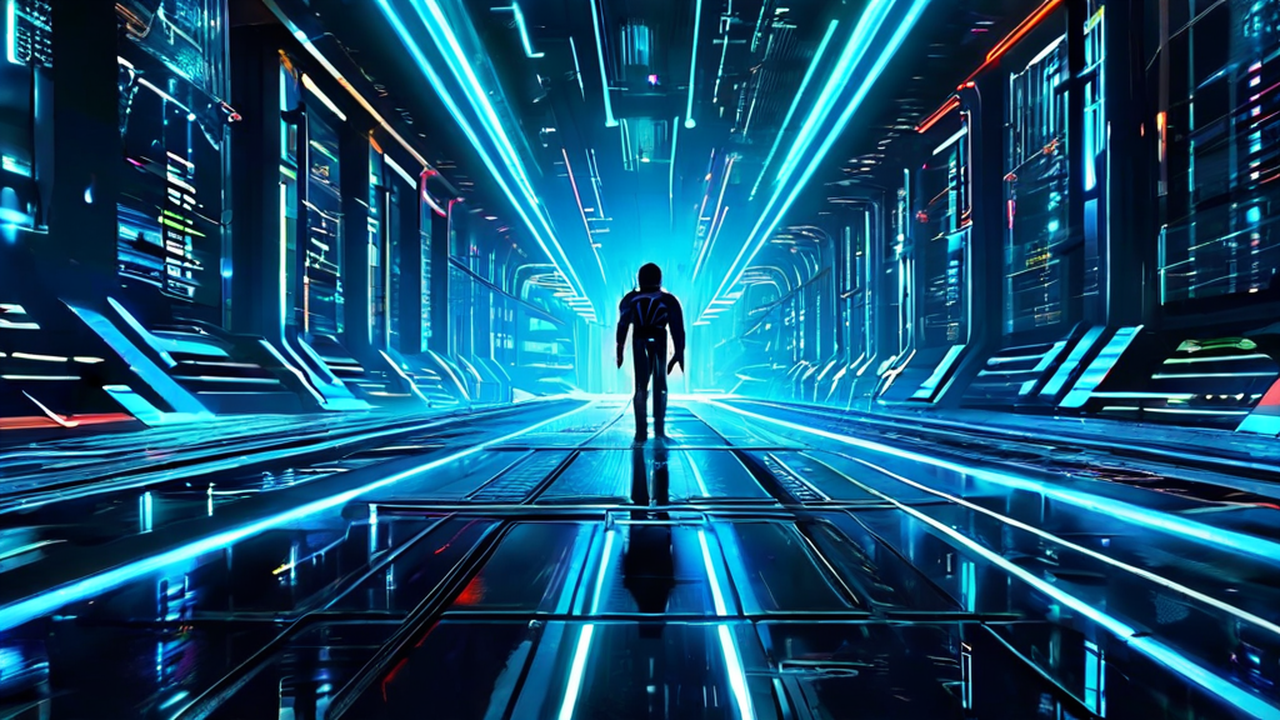 Illustration capturing the iconic scene from Tron (1982) fea... by ...