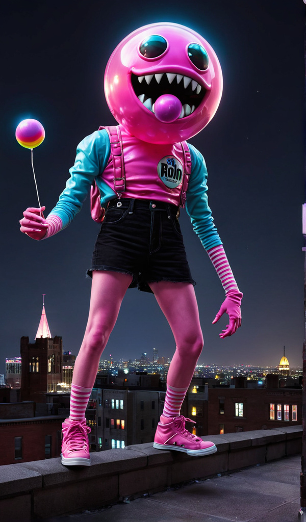 Full body shot of a humanoid bubble gum monster by TheBaronZ - Playground