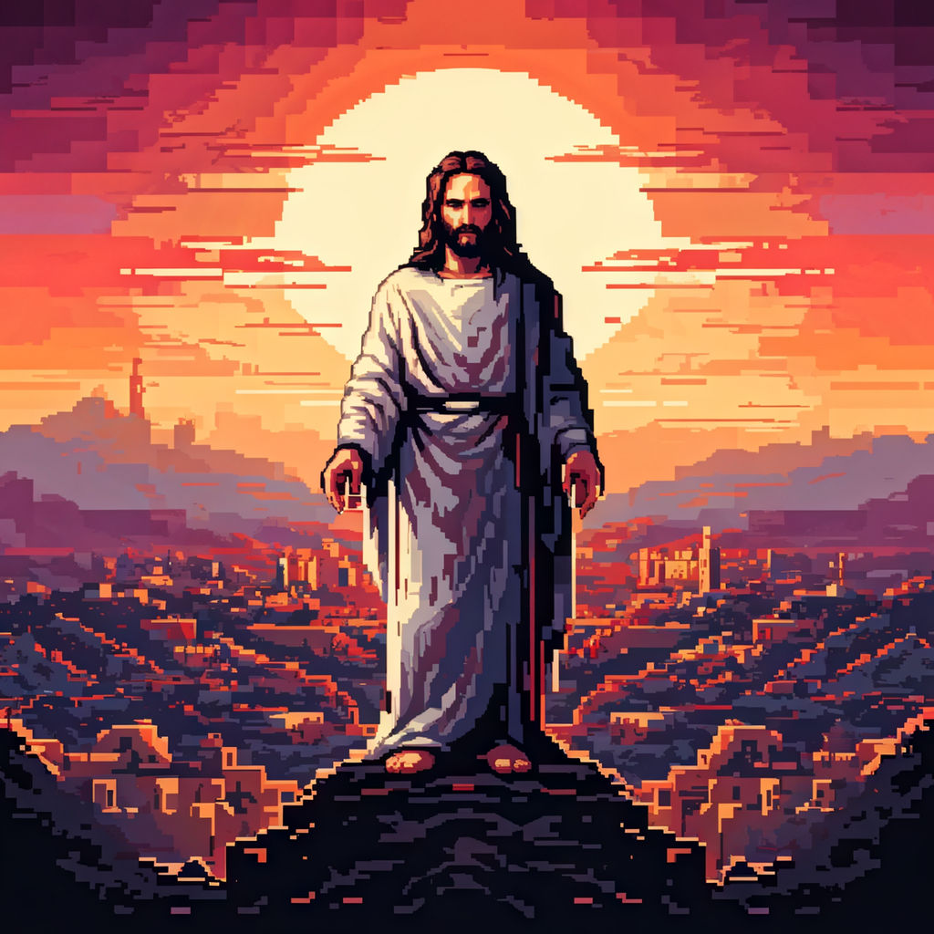 Jesus in the style of a digital pixel art by edir souza - Playground