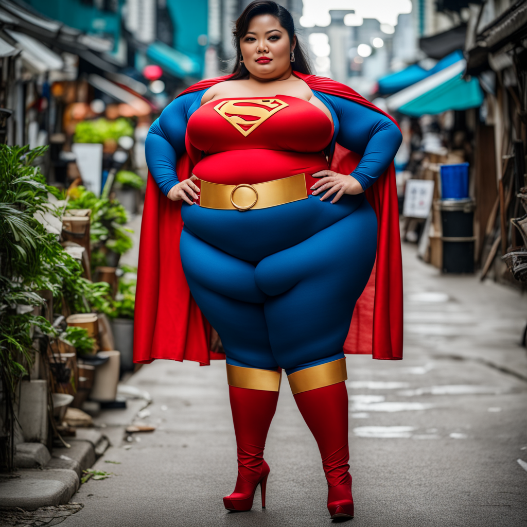 Fat woman in superman costume by Julien DUMAS - Playground
