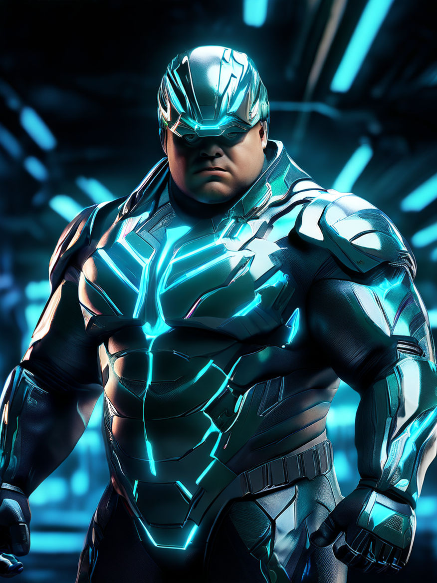 Fat male as a futuristic techno superhero by Zachary - Playground
