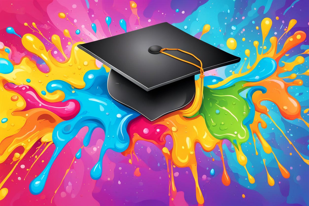 Illustration of Graduation cap and Colorful liquid splashing... by ...