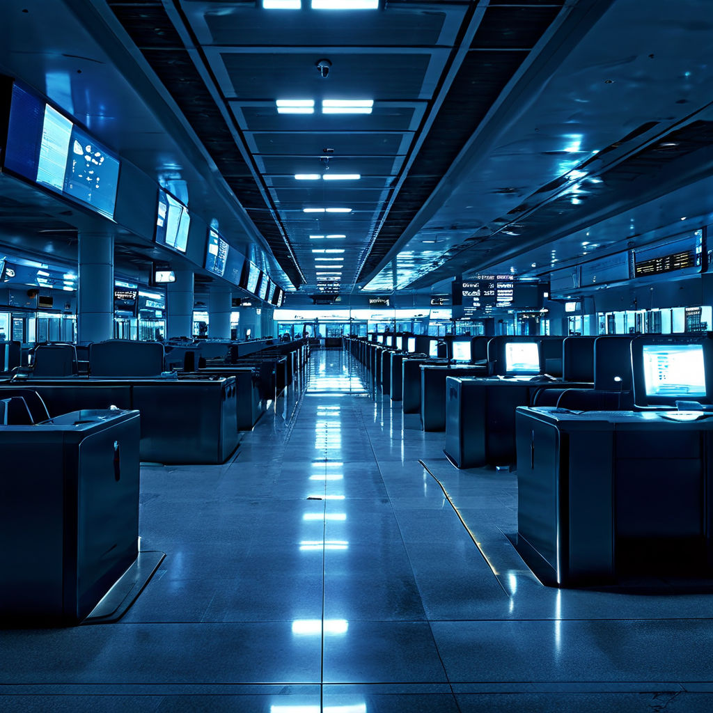 A deserted passport control station in an airport by qgrhqrqhrhqqrh ...