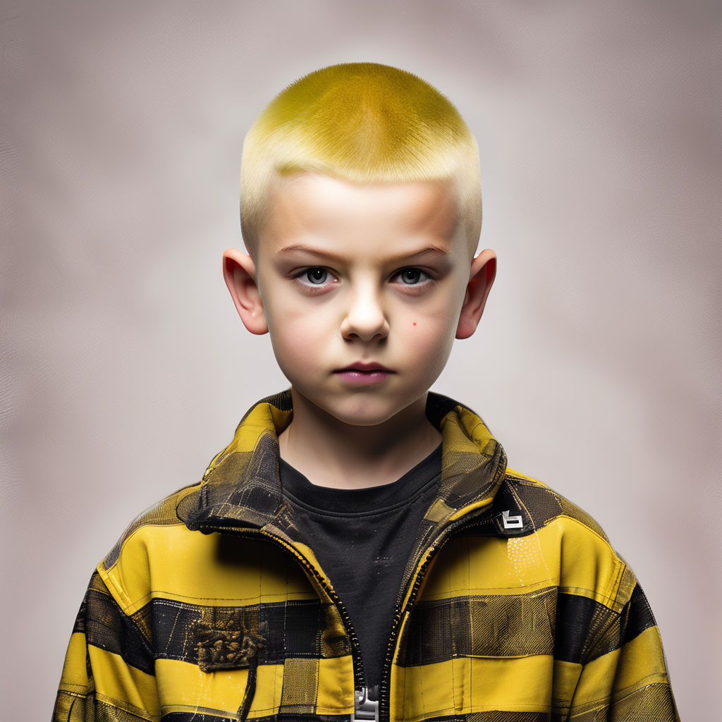 Boy with hair dyed yellow buzz cut by Samuel Cisneros - Playground