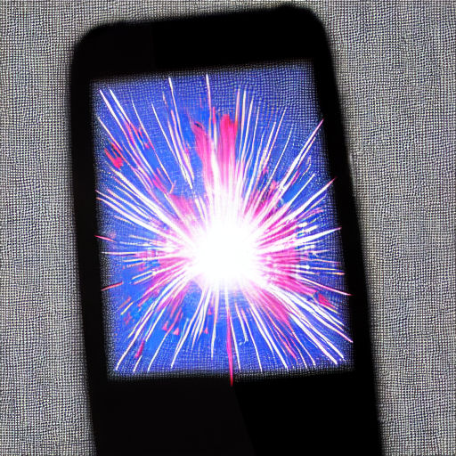Exploding cell phone showing a shattered screen and electic ... by ...