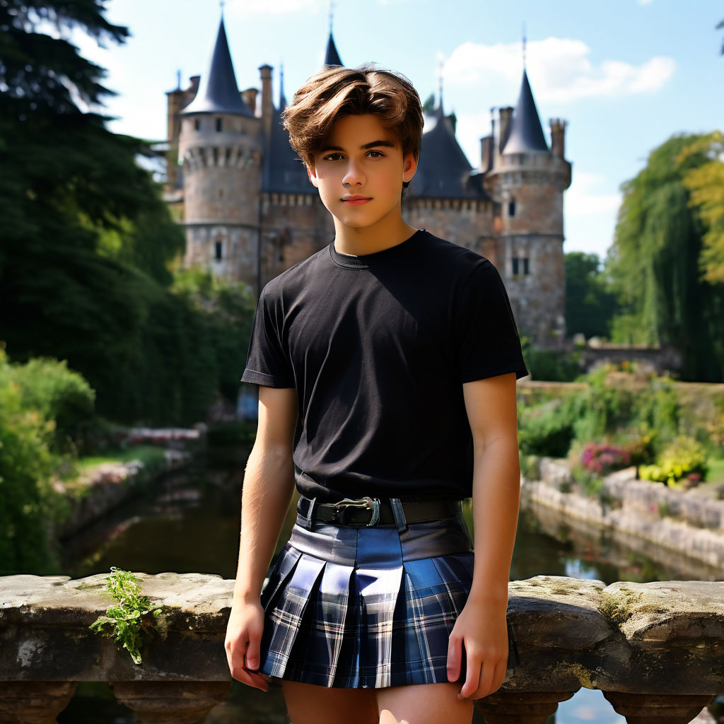 18 yr. teen boy in a mini skater skirt by Ruby - Playground