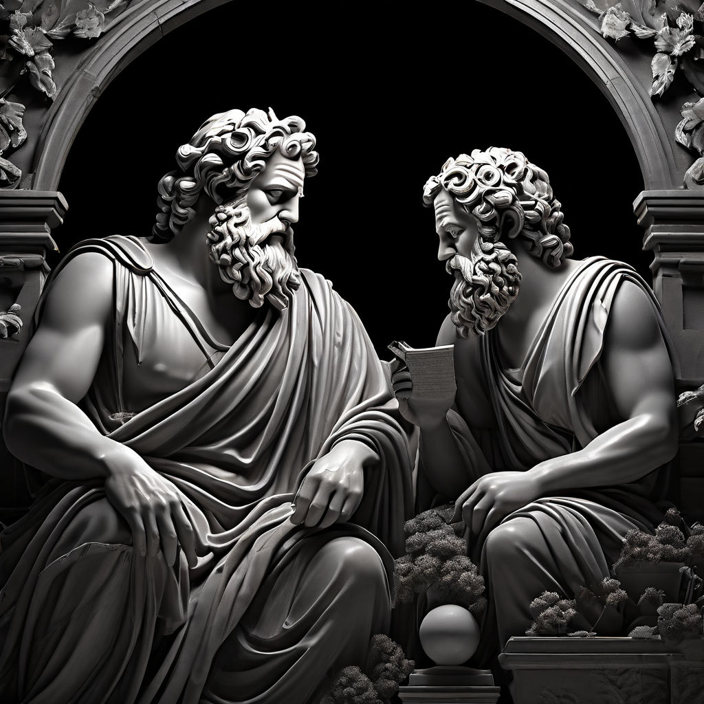 A painting of Plato and Aristotle by shaan sadiq - Playground
