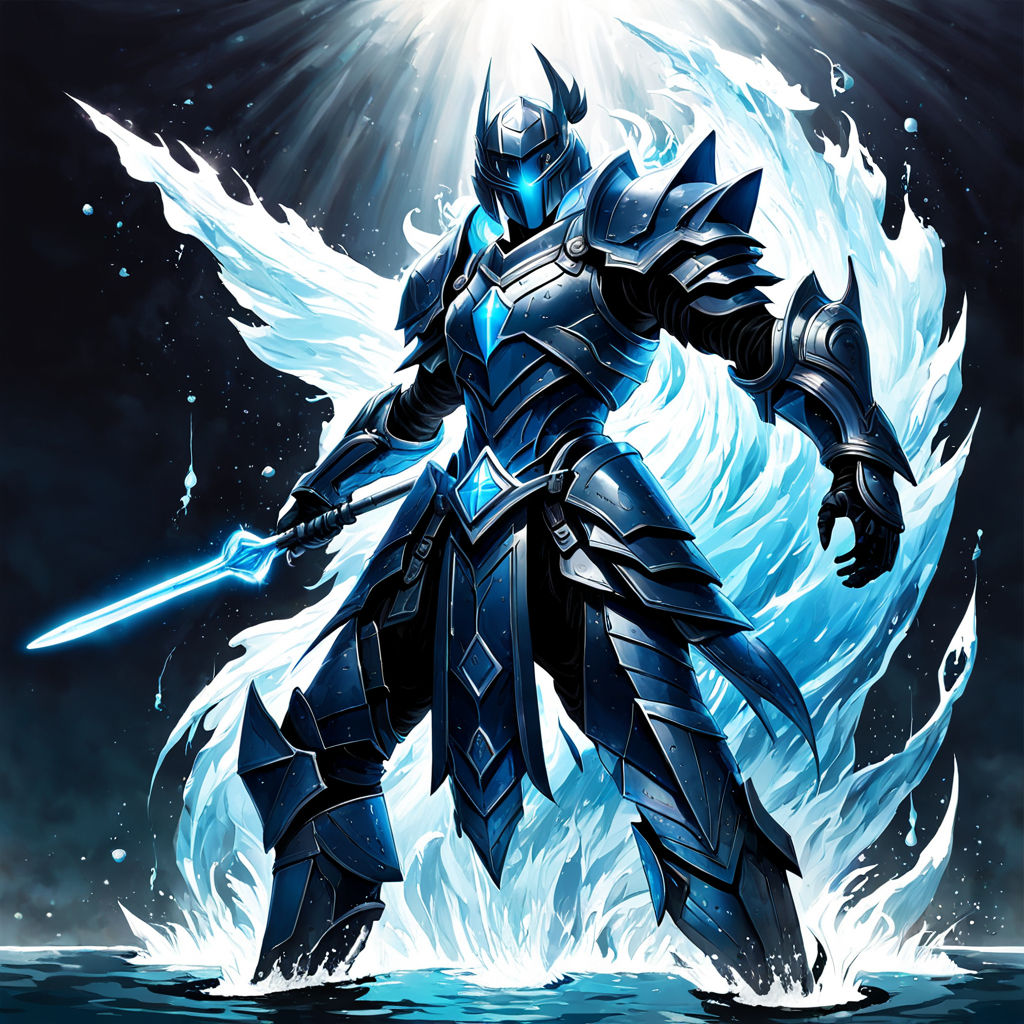 Warrior clad in reflective water armor by semira demet - Playground