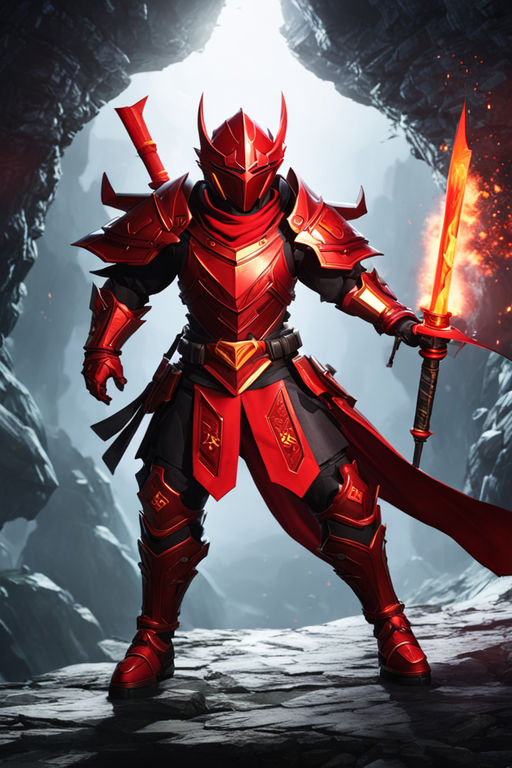 Game heroic character clad in red battle armor by Astra Lunaris ...