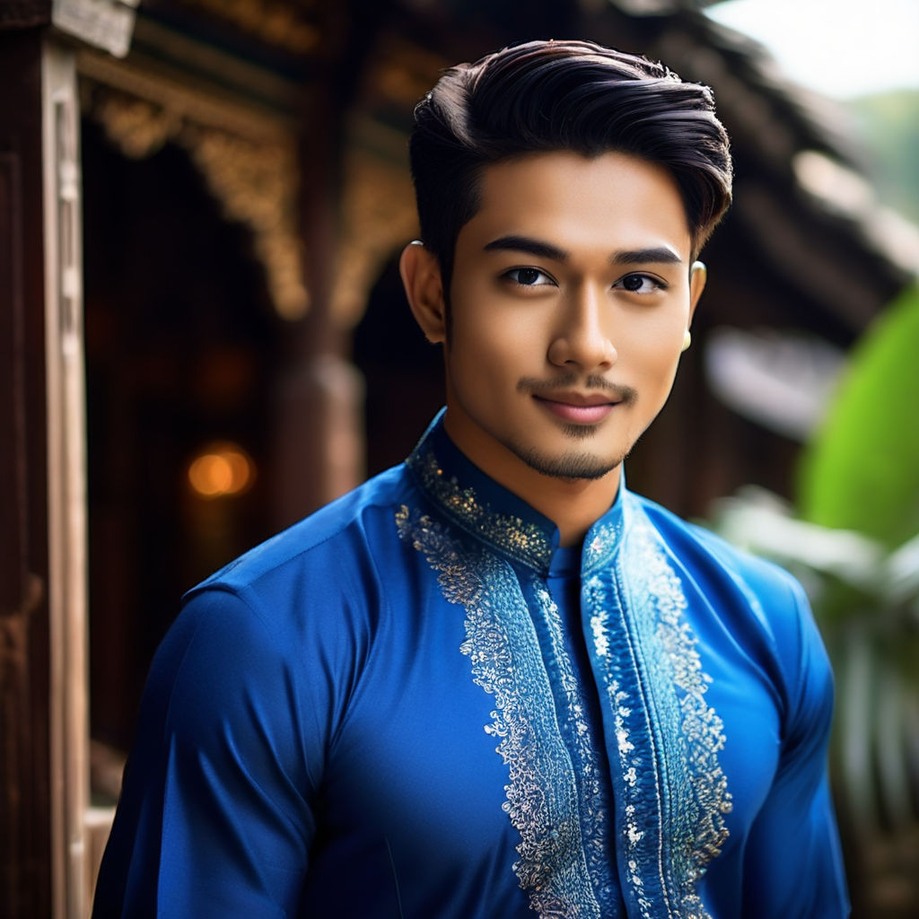 Handsome malay guy. Pretty malay girl. Blue kebaya. Blue shi... by ...