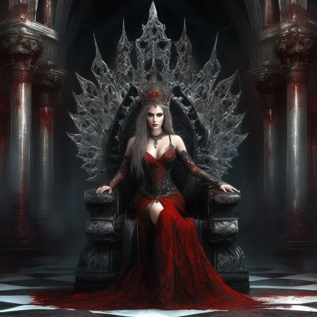 Beautiful gothic queen sitting on a throne by BitterSweet - Playground