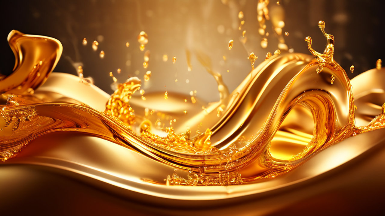 "A creative 3D rendering of a flowing liquid gold compositio... by ...