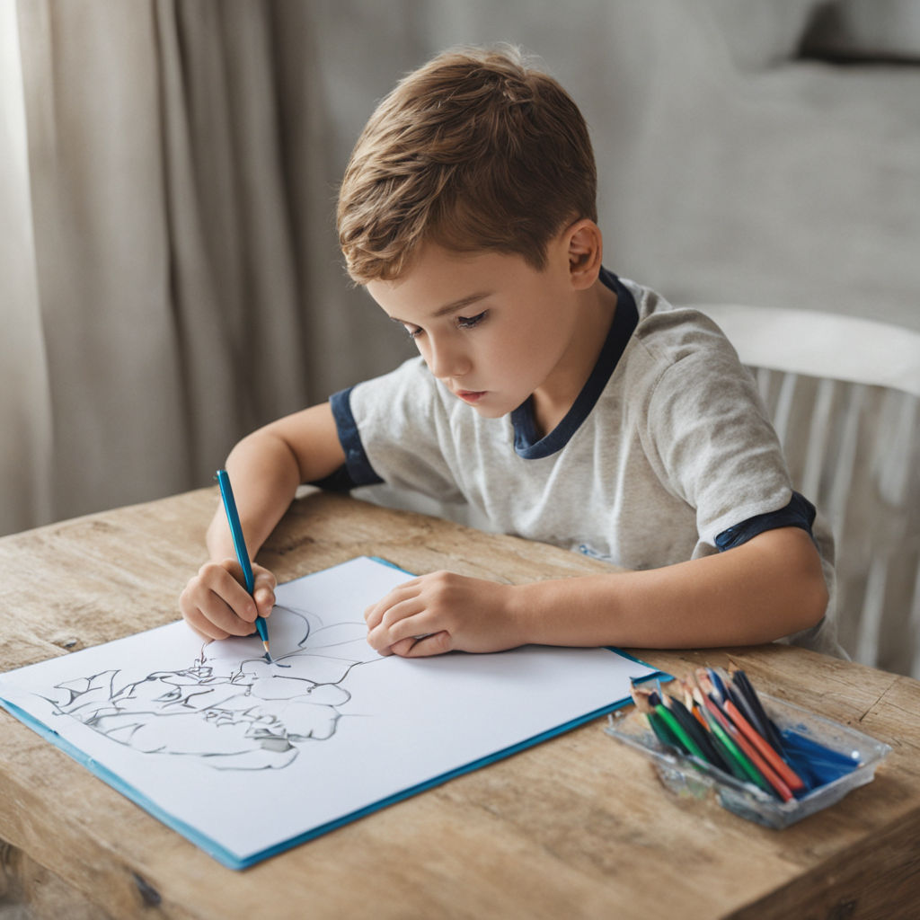 A handsome boy drawing picture by Fahima Zahedi - Playground